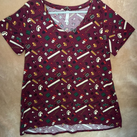 LuLaRoe | Tops | Teacher School Burgundy Graphic Tshirt | Poshmark